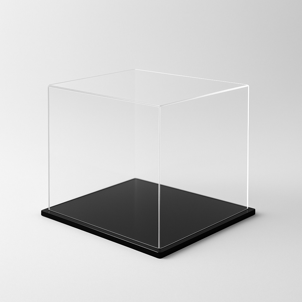 Teca in metacrilato trasparente con base in plexiglass